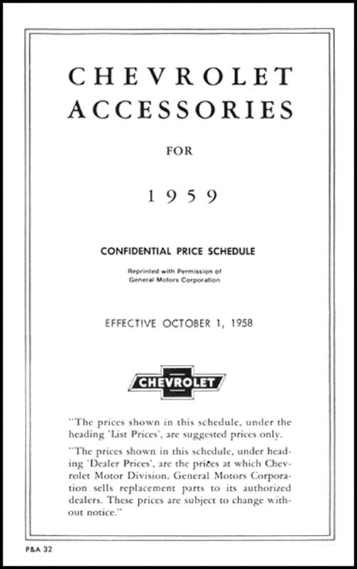 1959 All Makes All Models Parts | L1959A | 1959 Accessory Parts Price ...
